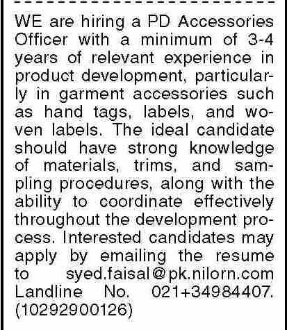 Dawn Sunday Classified Ads 25 Jan 2025 for Fashion Industry